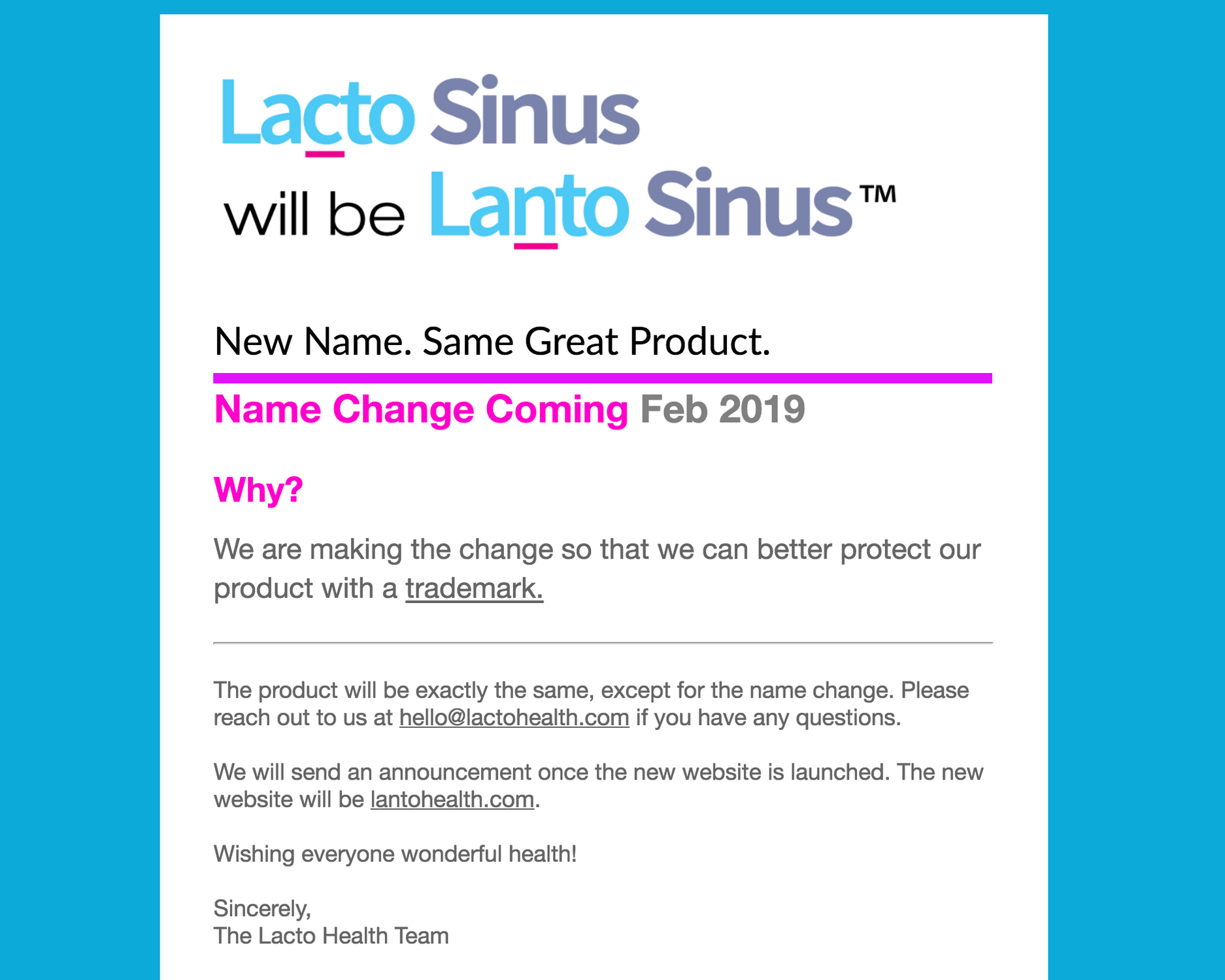 Lacto Sinus will be Lanto Sinus™️ on Feb 3rd! | Lanto Health
